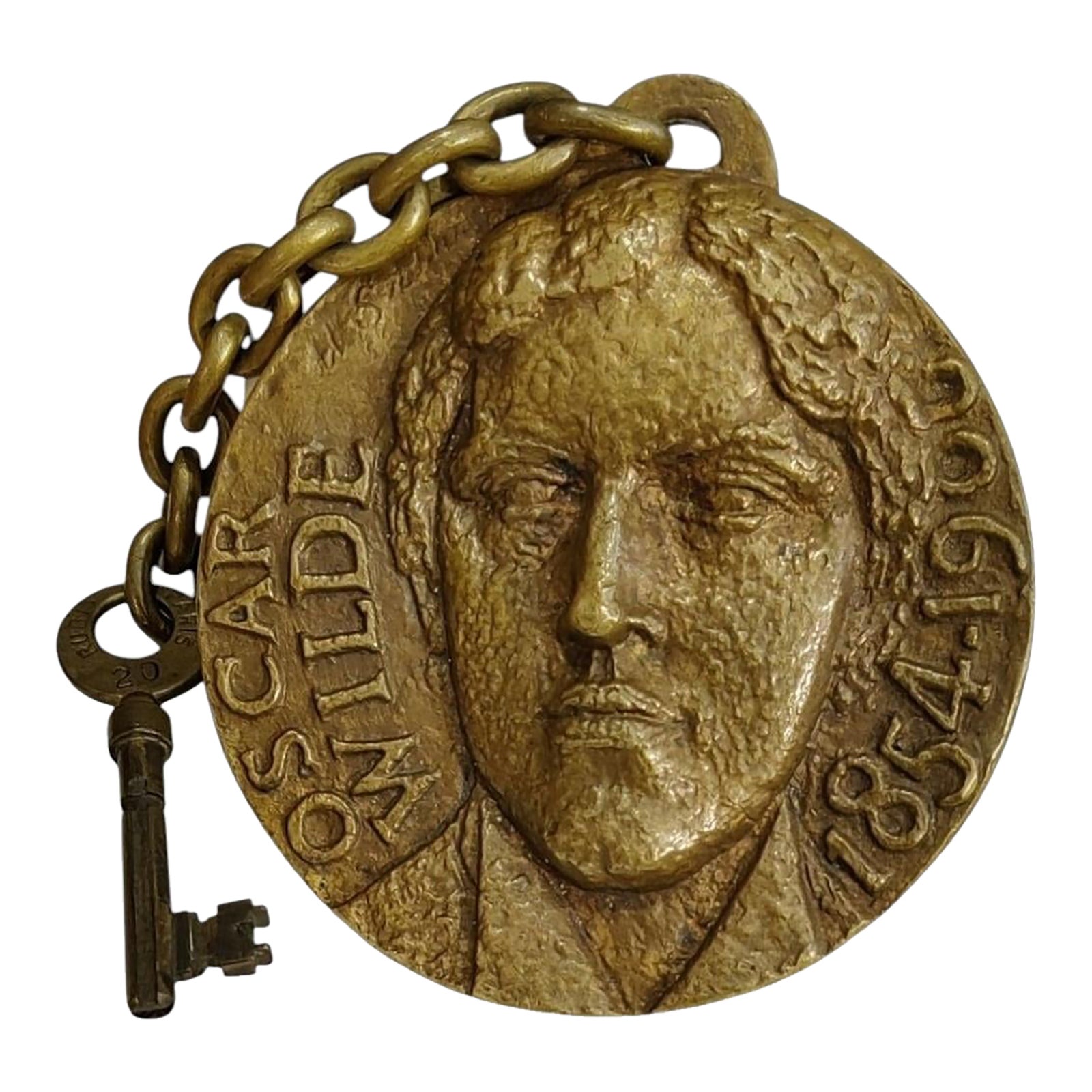Rare L' Hotel Paris Oscar Wilde Large Bronze Medallion Key Fob With Key ...