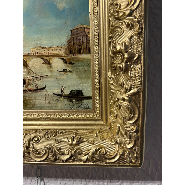 Galatti Antique Oil Painting on Canvas, Venice, Italy, Gold Ornate ...