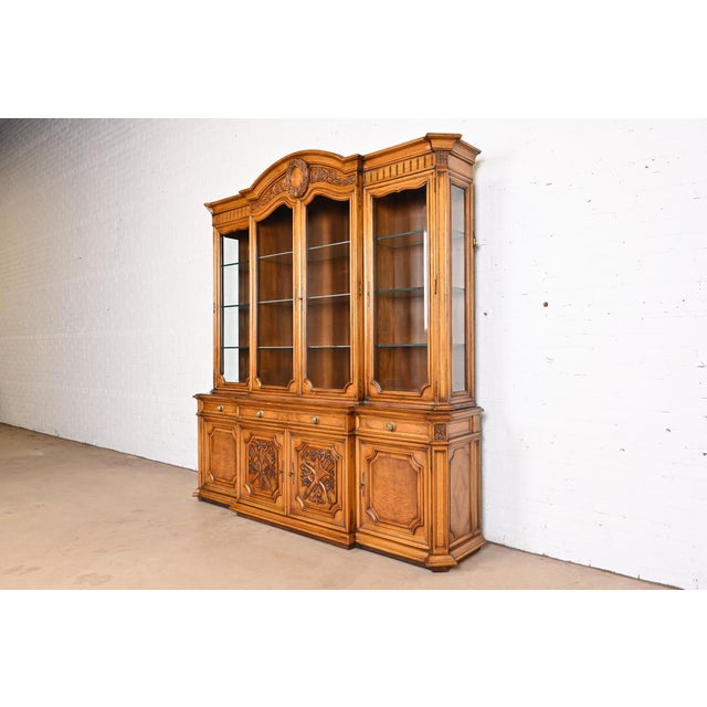 Karges French Regency Louis XVI Burled Walnut Breakfront Bookcase ...