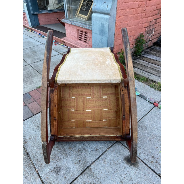 1950s Cherry Wood Rocking Chair Featuring Carved Swan Arms | Chairish