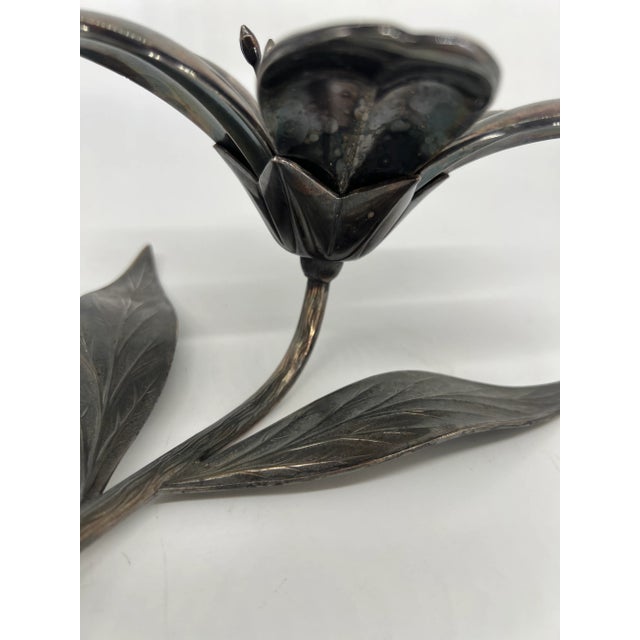 Hollywood Regency Silver Plated Flower Shaped Ashtray Set | Chairish