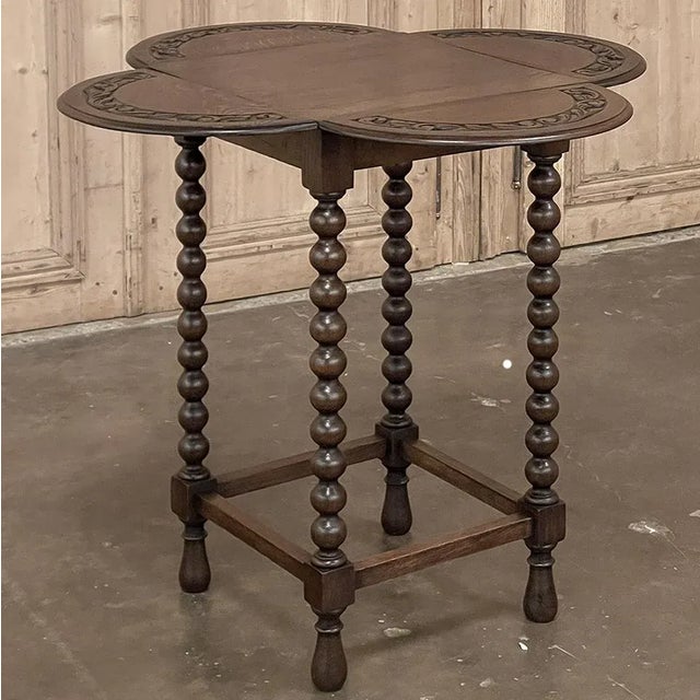 Antique Drop Leaf Spool Leg End Table | Chairish