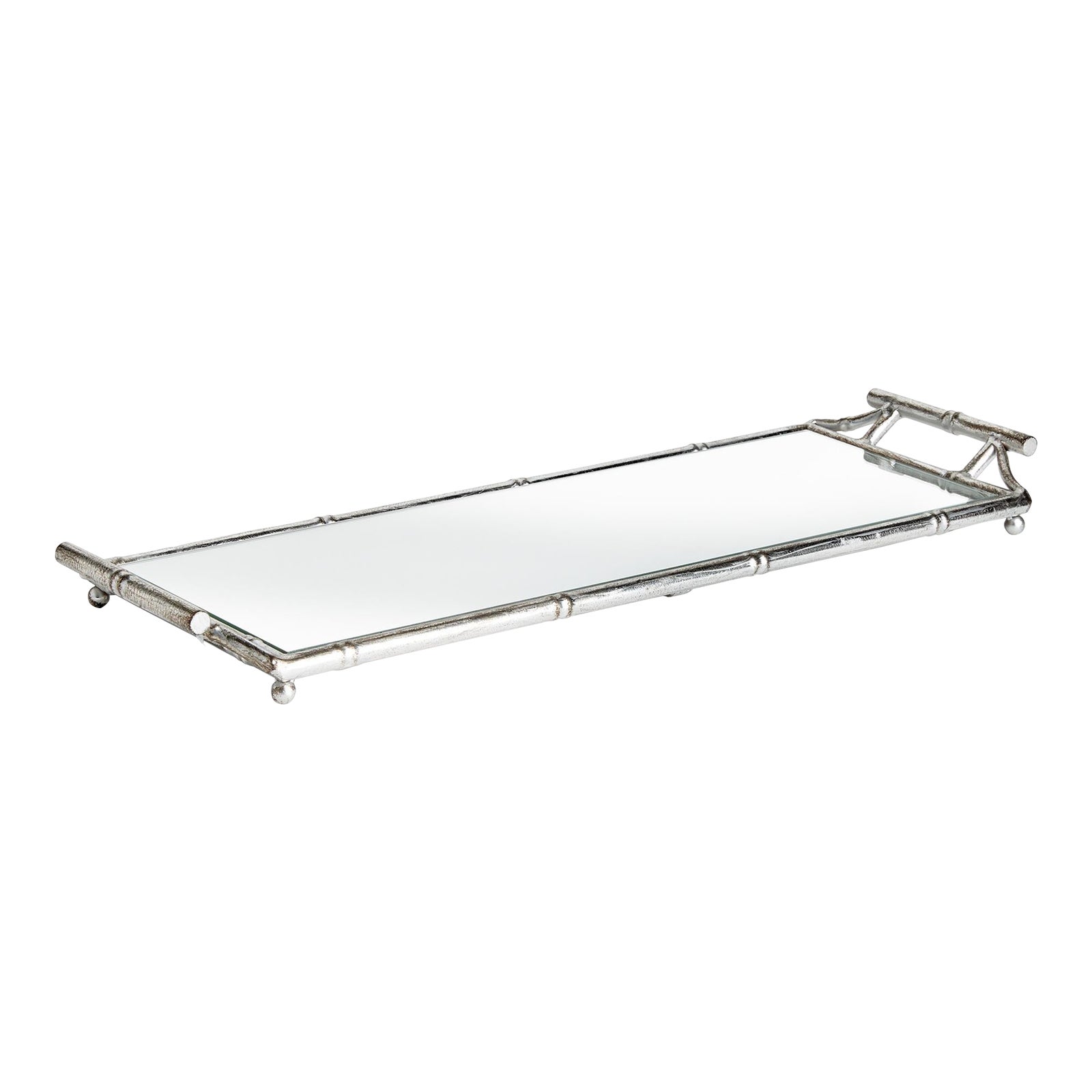 Daphne Narrow Mirrored Tray With Handles | Chairish