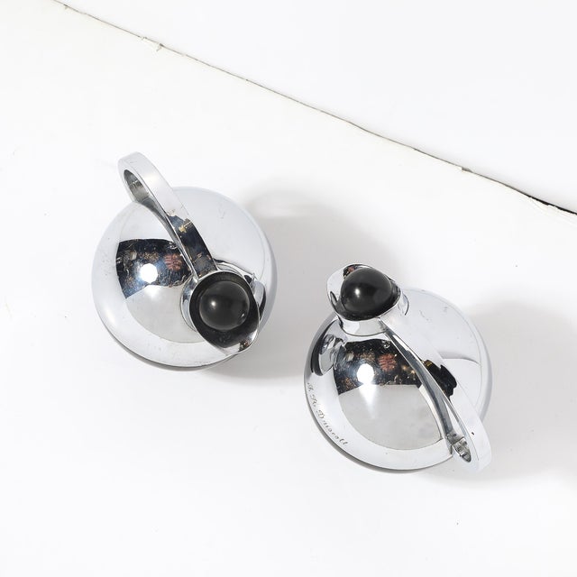 Art Deco "Spherical Miracle" Chrome & Bakelite Thermos Bottles by ...