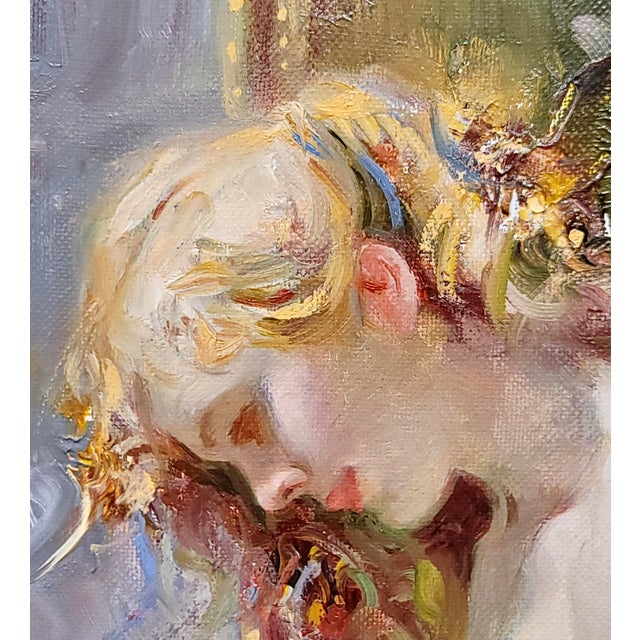 Giuseppe Pino - Girl at Her Vanity Desk - Oil Painting | Chairish