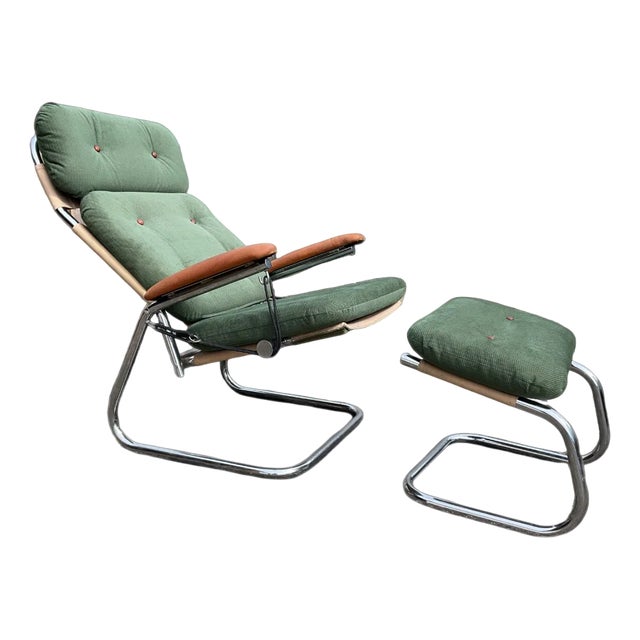 Mid Century Bauhaus Style Armchair with Ottoman Set of 2 Chairish