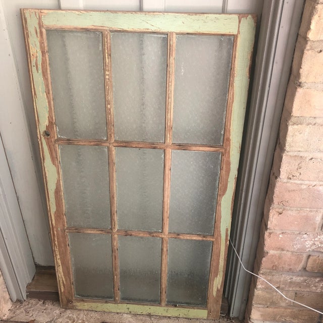 1950s Green Paint Slag Glass Window | Chairish