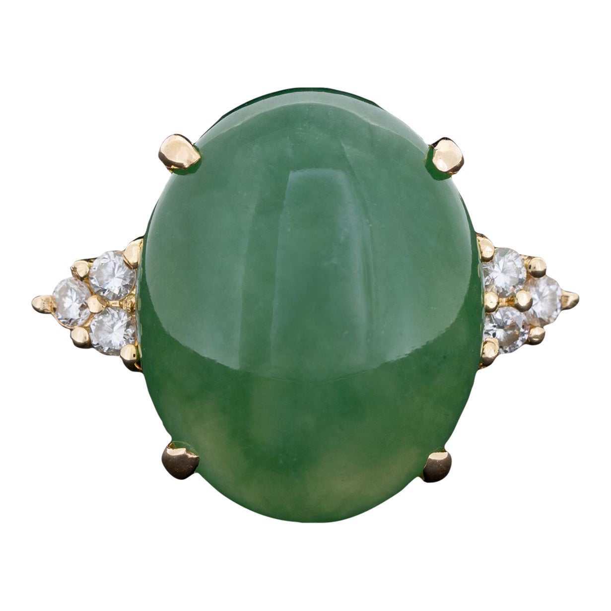1960s Gia Certified Type a Fei Cui Green Jade and Diamond Ring in 18k ...
