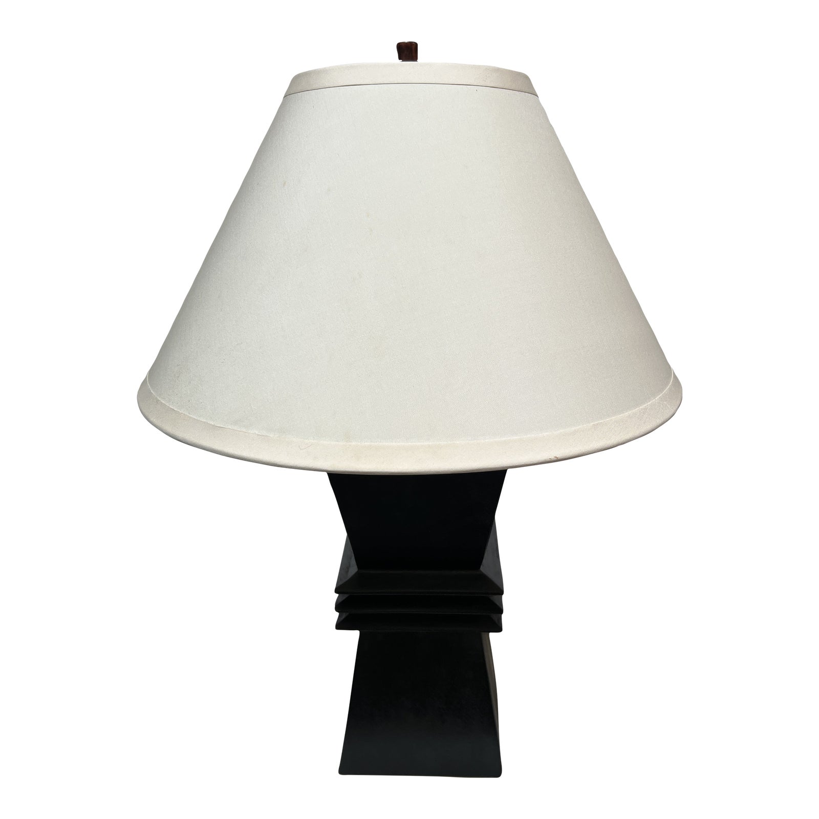 Contemporary Stepped Wood Table Lamp | Chairish