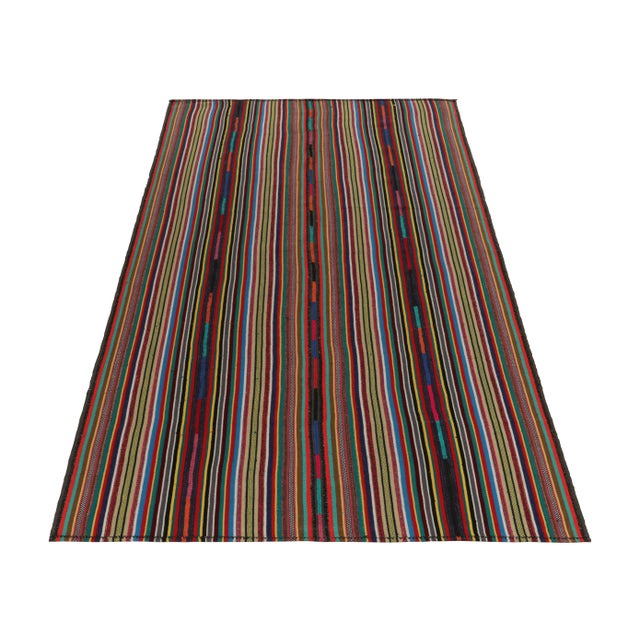 1950s Vintage Chaput Kilim Rug in Polychromatic Stripe Pattern ...