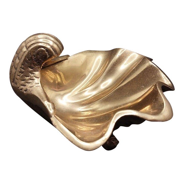 Vintage Mid 20th Century Solid Brass Conch Shell Footed Dish | Chairish