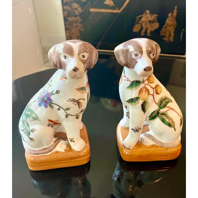 Chinoiserie Hand Painted Hounds -- a Pair | Chairish