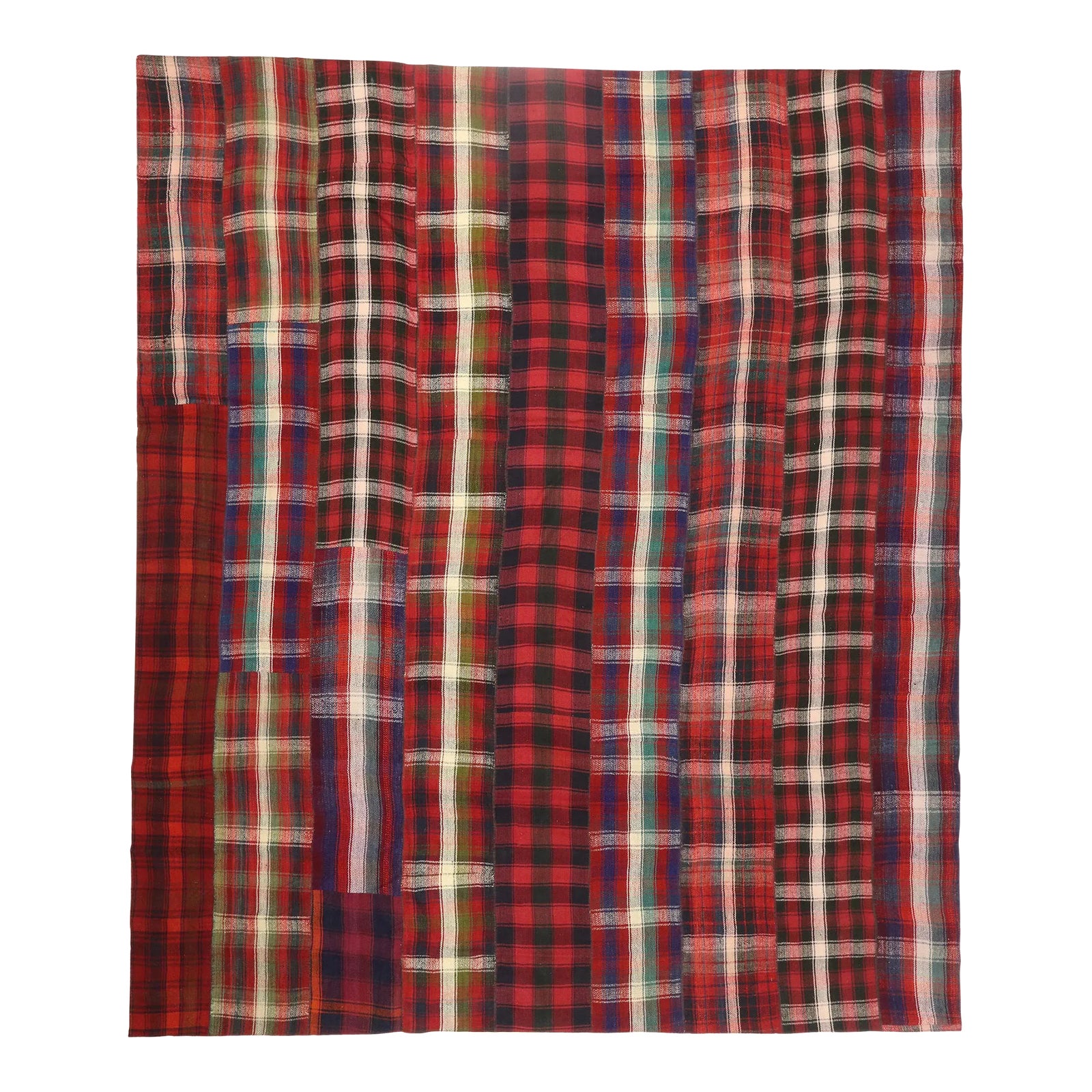 Vintage Kilim Tartan Plaid Rug - 12'11 x 15'02 | Chairish