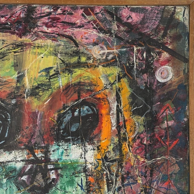 Vintage Neo-Expressionist Abstract Figurative Painting, Signed (Oil on ...