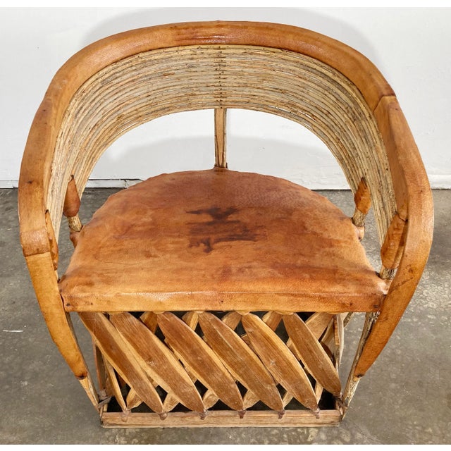 Vintage Mexican Leather and Cedar Equipale Lounge Chair | Chairish