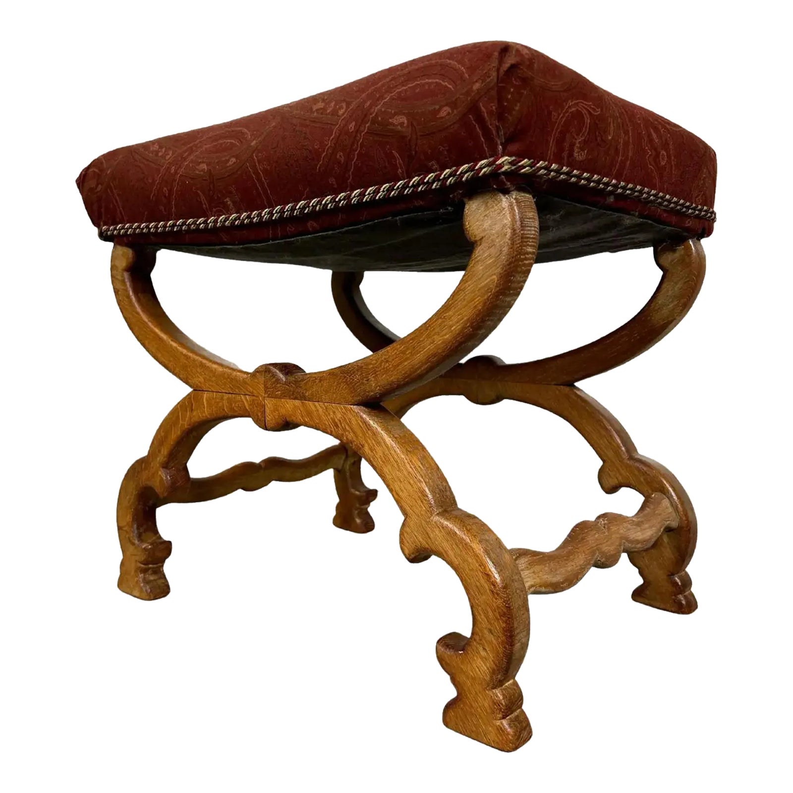 Antique Oak Stool | Chairish