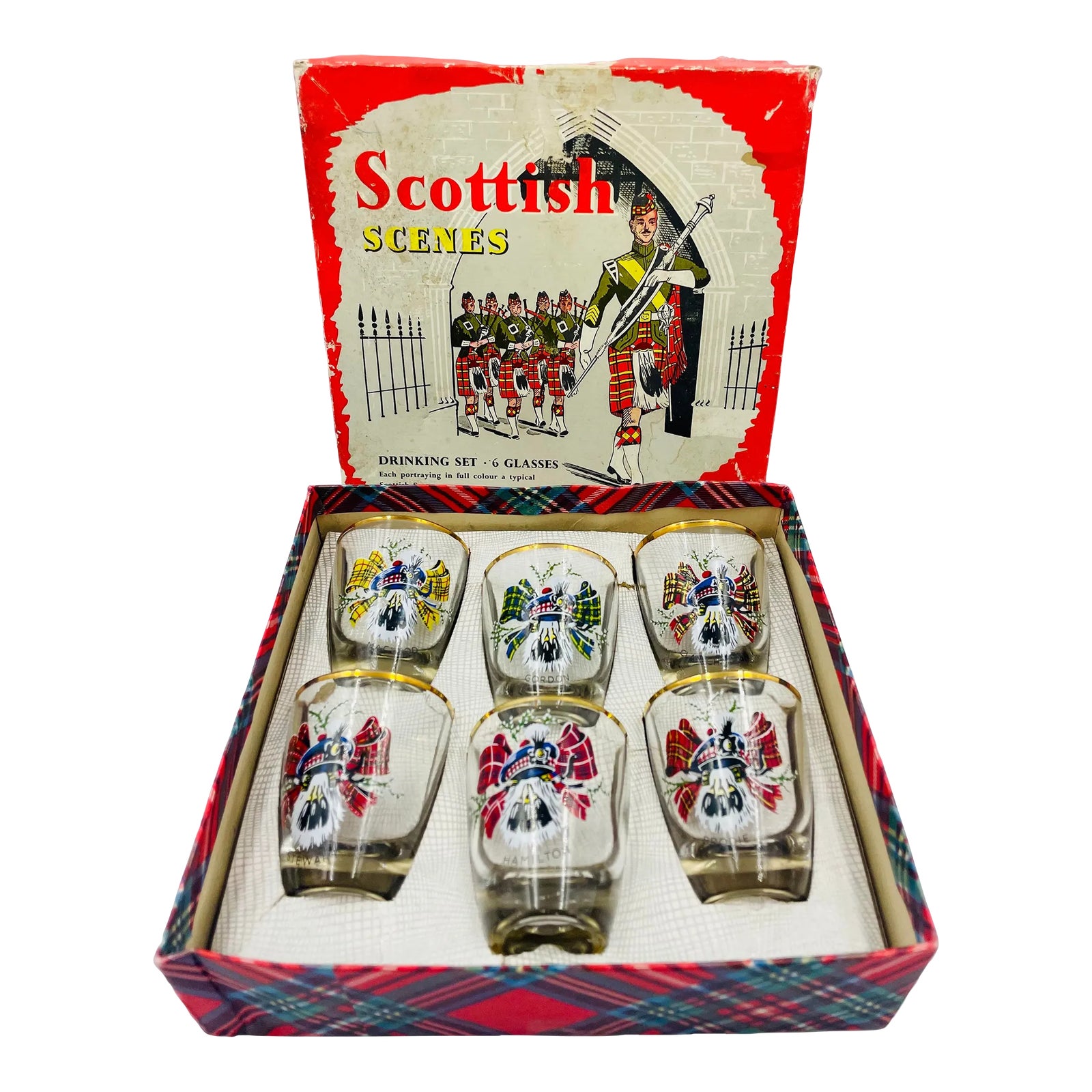 Mid 20th Century “Scottish Scenes” Shot Glasses in Original Box- Set of ...