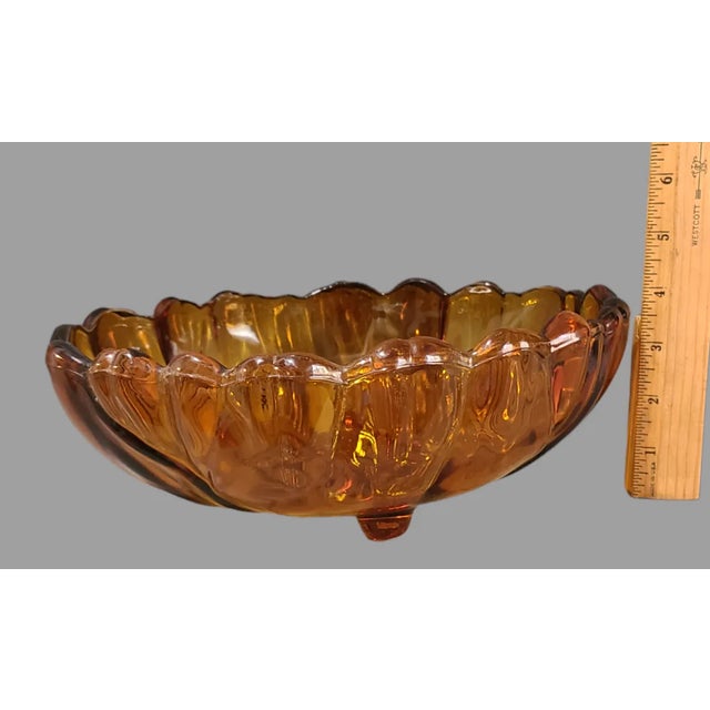Vintage Amber Color Indiana Glass Bowl Sunflower Center Footed ...