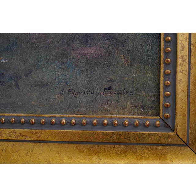 Knowles Oil Painting on Canvas Girls Dog & Scout | Chairish