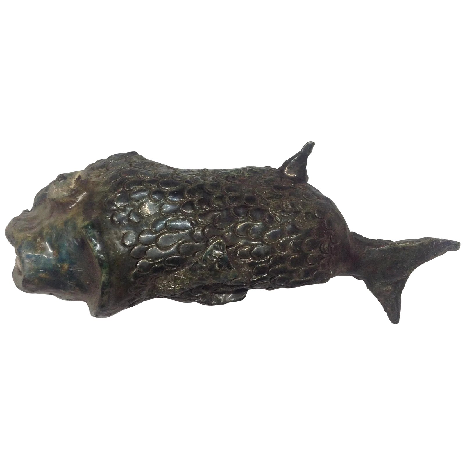 Iridescent Raku Art Pottery Fish Sculpture | Chairish