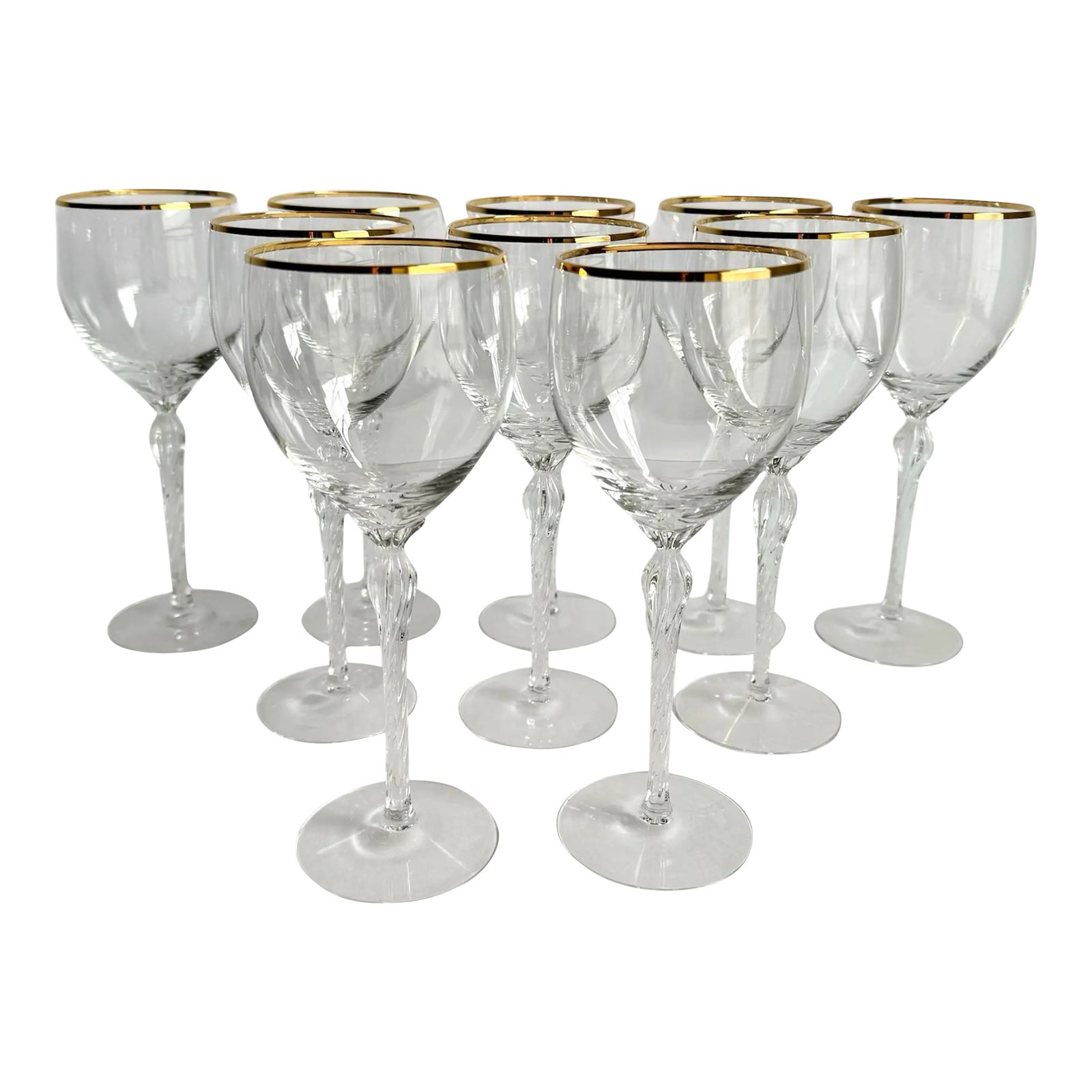 Lenox Monroe Crystal Gold Trimmed Wine Glasses Water Goblets Set of 10 ...
