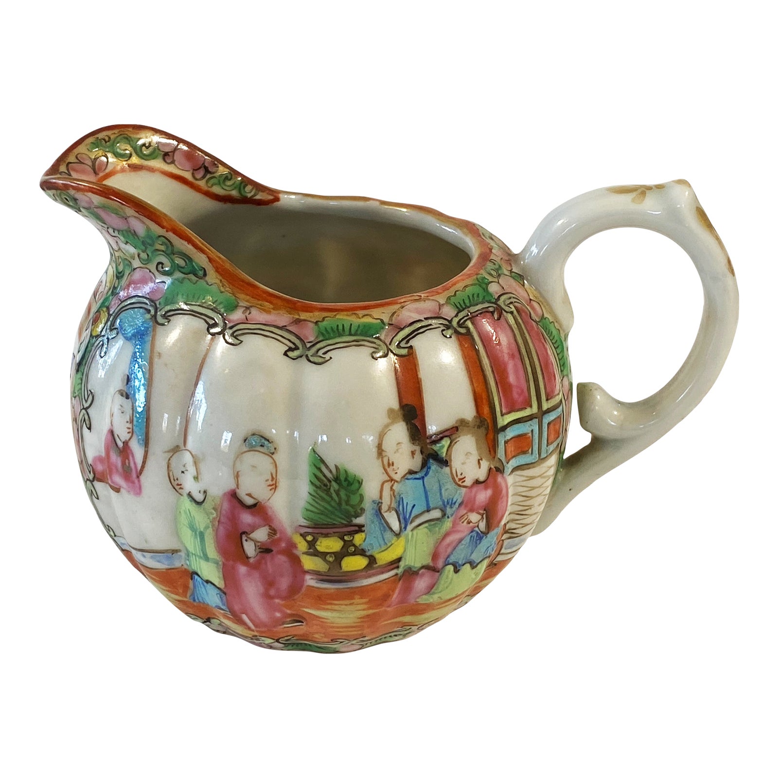 Antique Rose Medallion Chinoiserie Porcelain Milk Pitcher Creamer ...