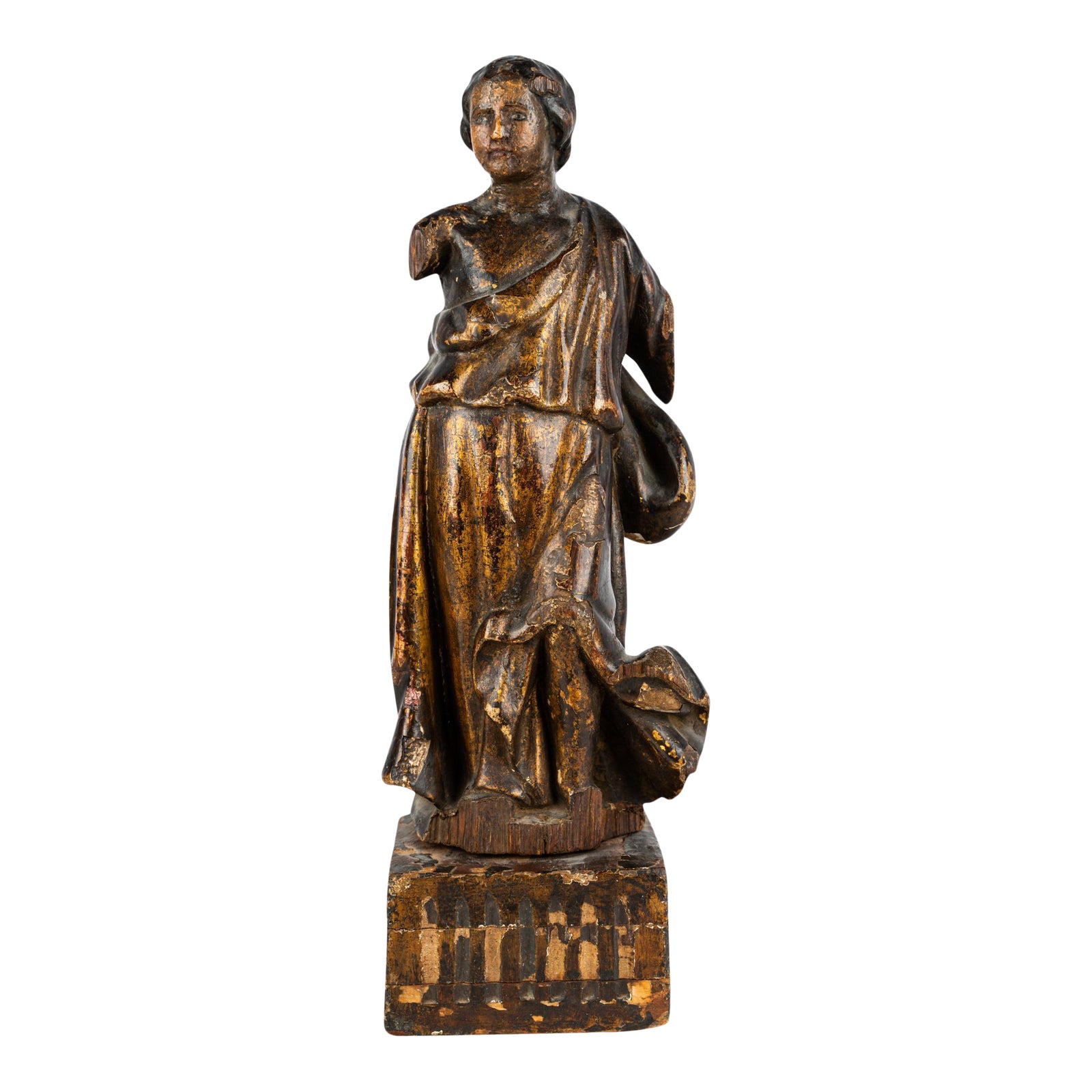18th Century Carved, Polychromed Giltwood Antique Santos Santo Statue ...
