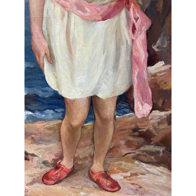 Life-Size Painting of Girl by the Sea | Chairish