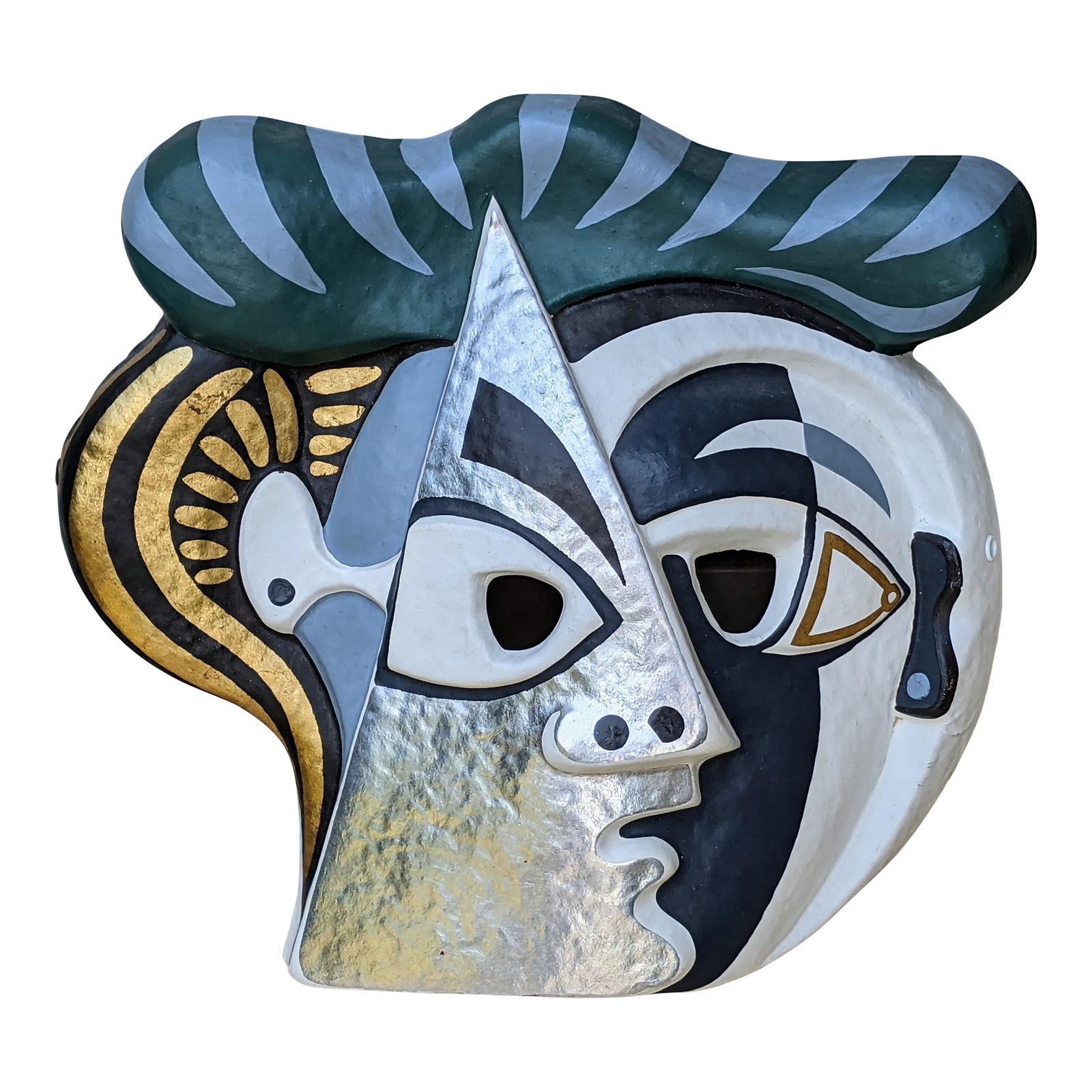 Vintage Picasso Cubist Abstract Face Mask Sculptural Wall Art | Chairish