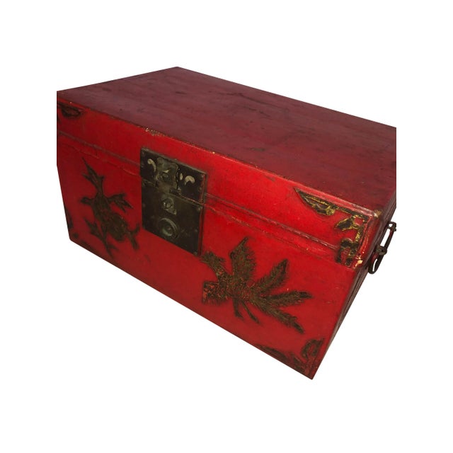 Antique Chinese Red Lacquer Box | Chairish