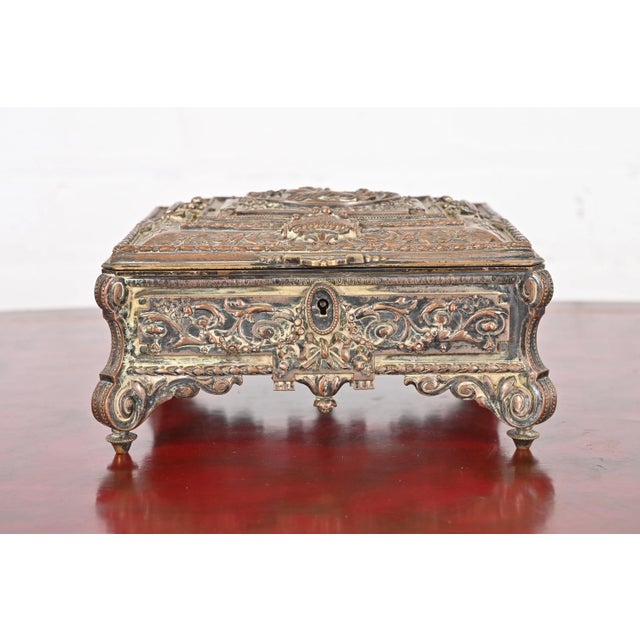 Antique French Repousse Silver Jewelry Box | Chairish