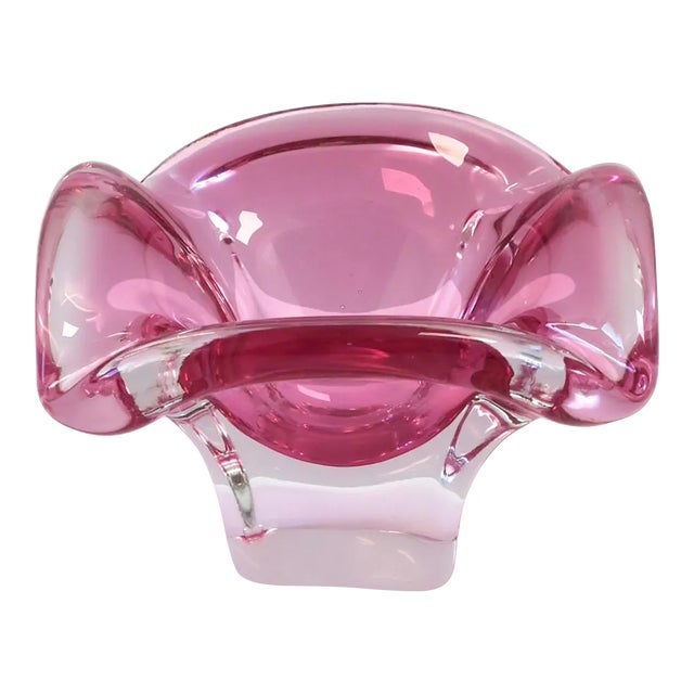 Italian Murano Pink Art Glass Bowl or Ashtray | Chairish