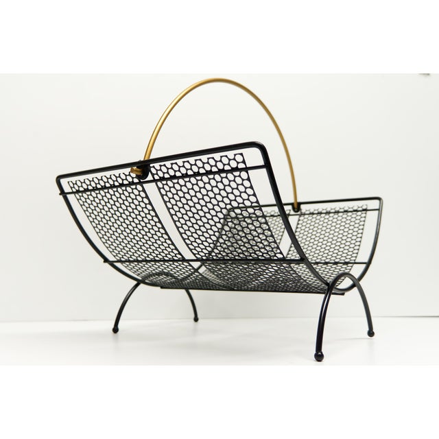 Mid Century Modern Perforated Metal Mesh Magazine Rack - Restored ...
