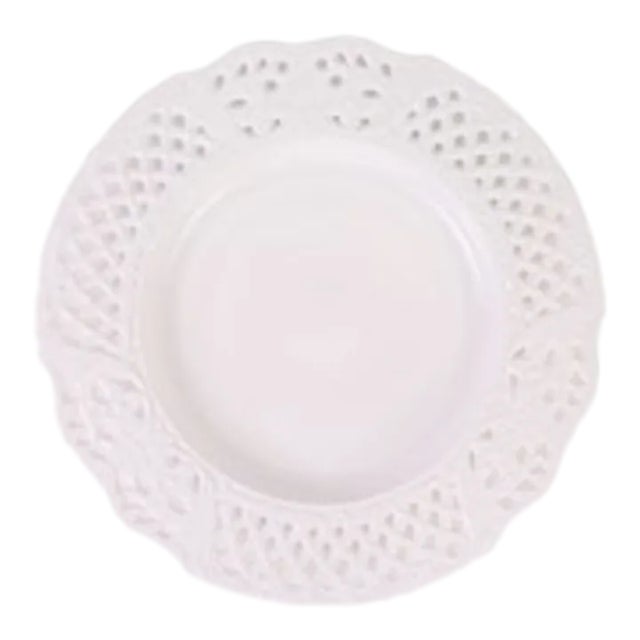 Pierced Porcelain Floral Salad / Dessert Plate, 8.75″ - White | Chairish