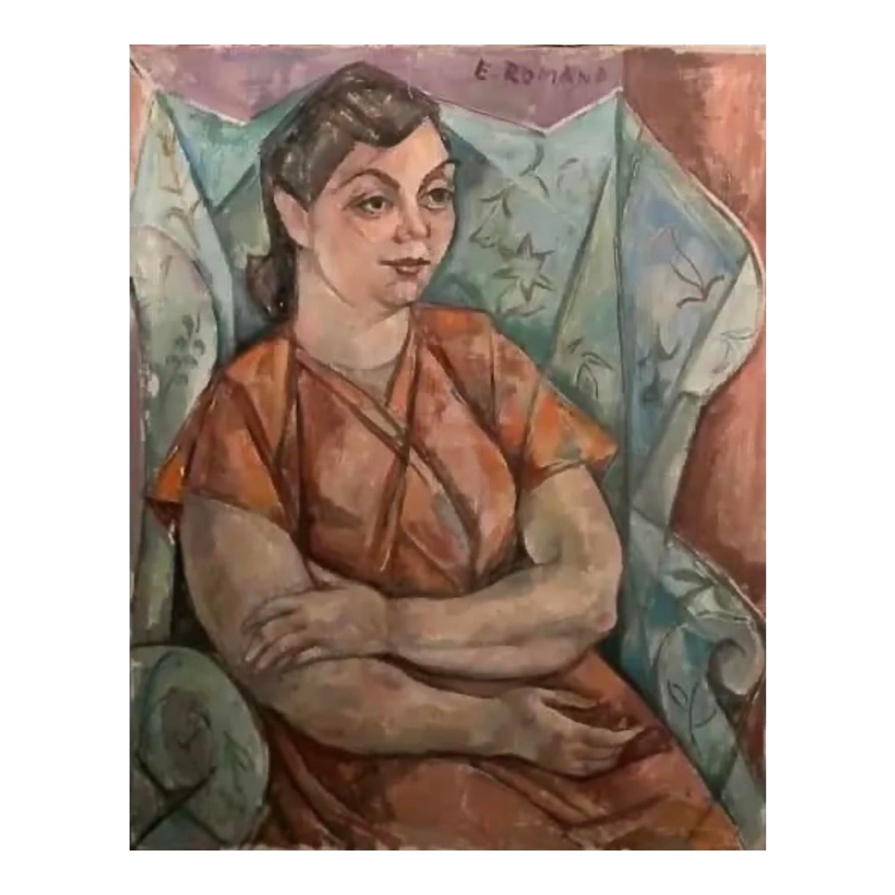 1962 E Romano Oil on Canvas ‘Therese’ | Chairish