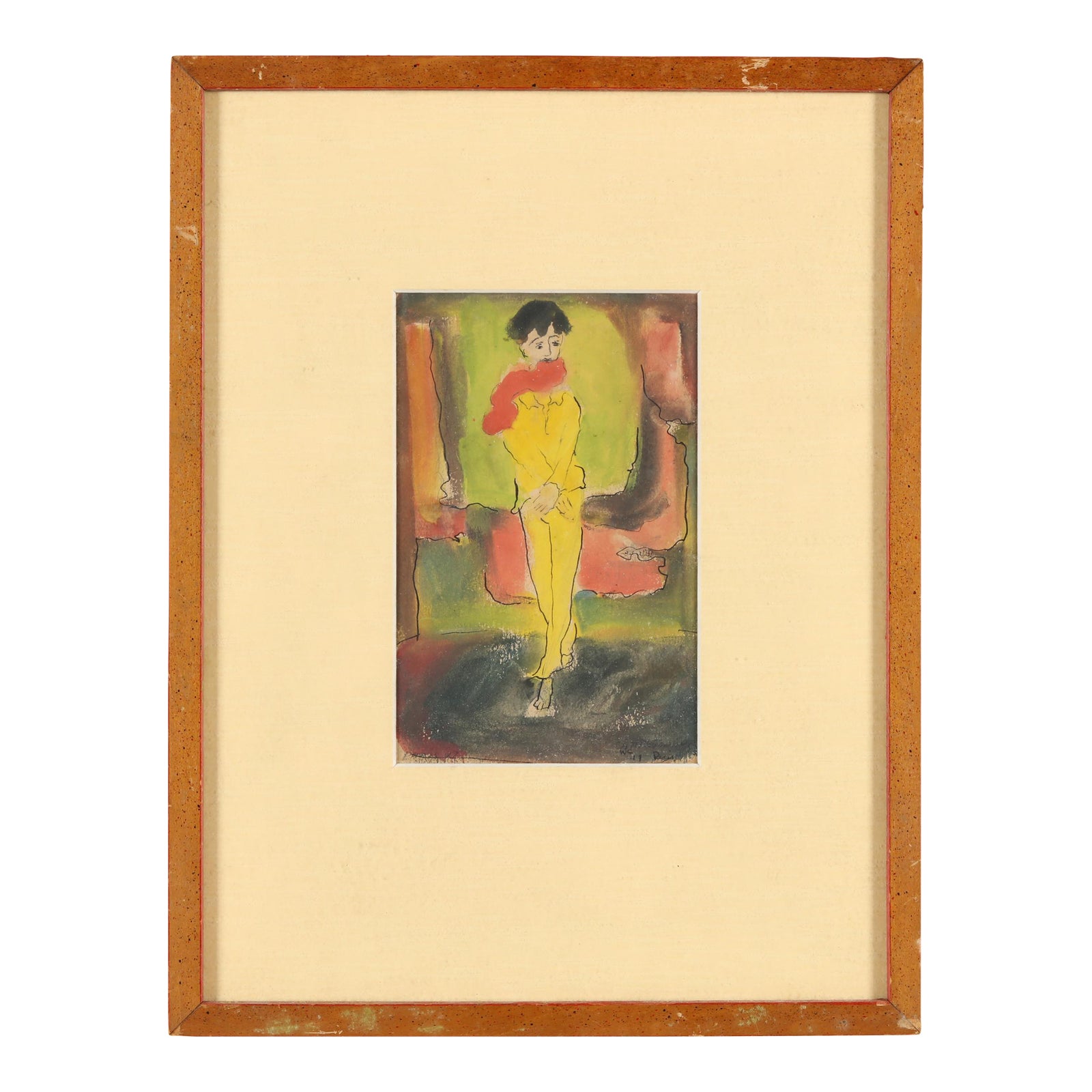 French 20th Century Christophe 1947 Painting of a Circus Acrobat | Chairish