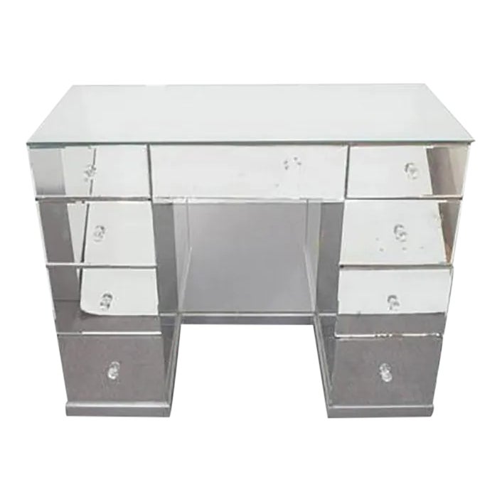 Mid 20th Century Hollywood Regency Mirrored Art Deco Desk | Chairish