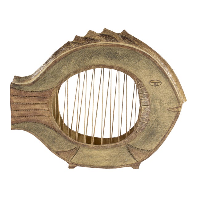 Signed “Strings” Studio Pottery Stoneware Fish Sculpture by Inna Rogova ...