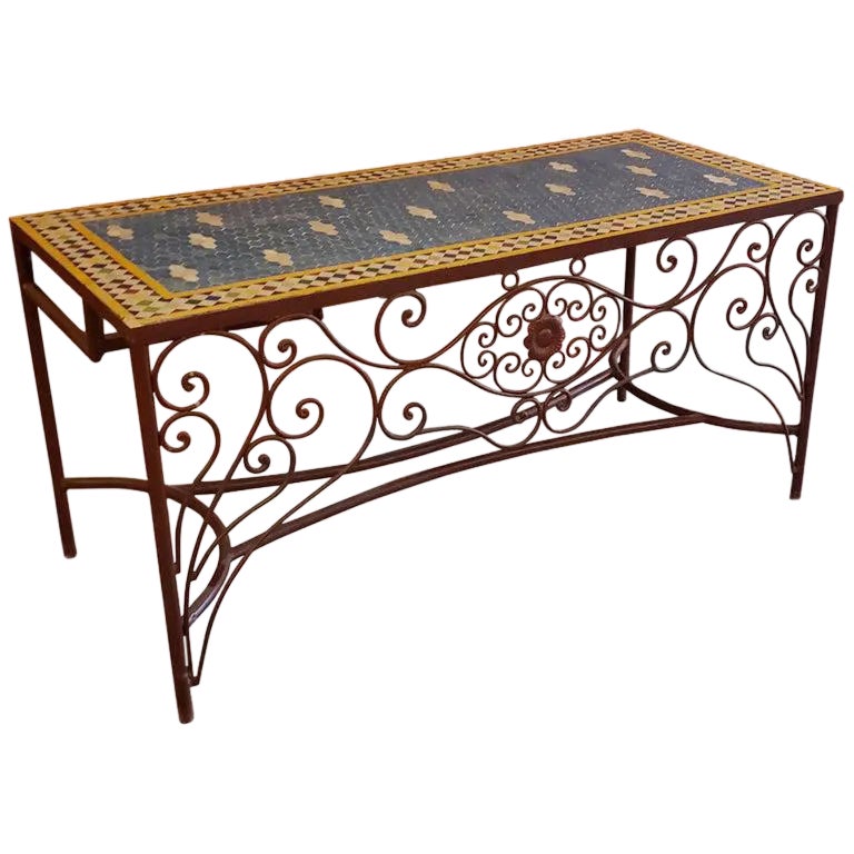 Moroccan Rectangular Mosaic Work Desk | Chairish