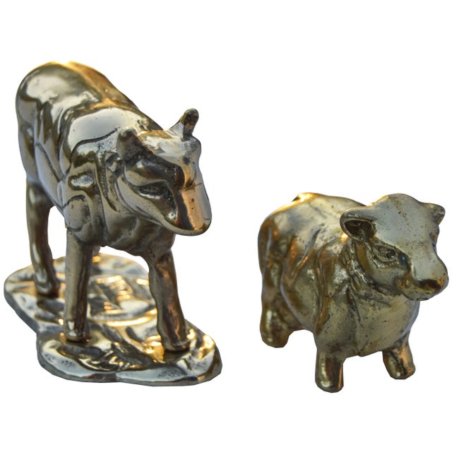 Midcentury Brass Cow & Calf, S/2 | Chairish
