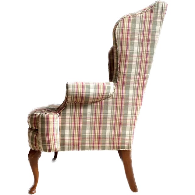 Heritage Red Plaid Wingback Chairs by Highland House, a Pair | Chairish