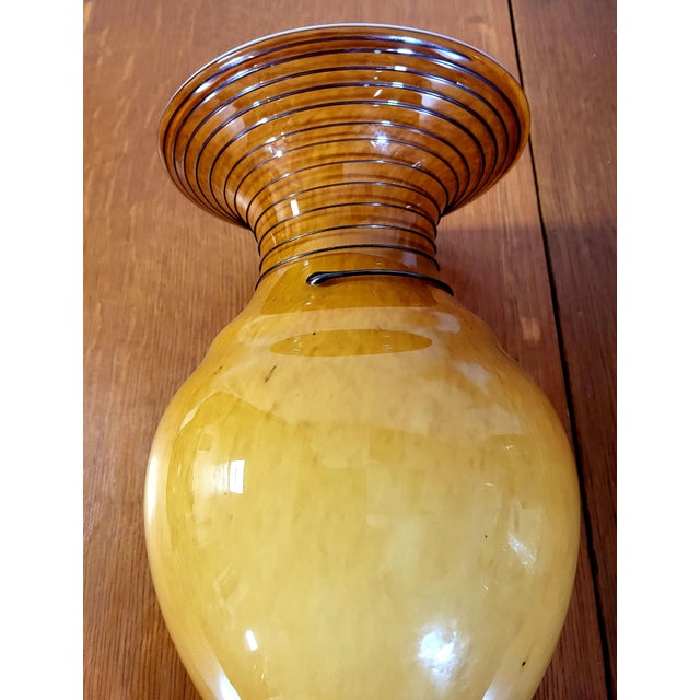 Large Hand Made Czechoslovakian Art Glass Vase | Chairish