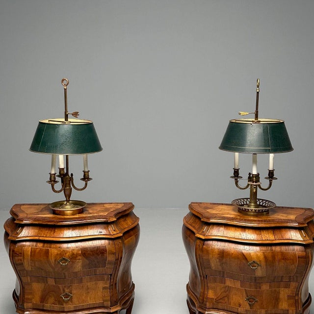 Pair of Compatible Bronze Bouillotte Table, Desk Lamps, Tole | Chairish