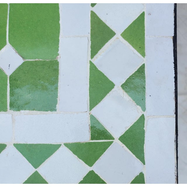 24" Square Mosaic Table, Lime Green and White | Chairish