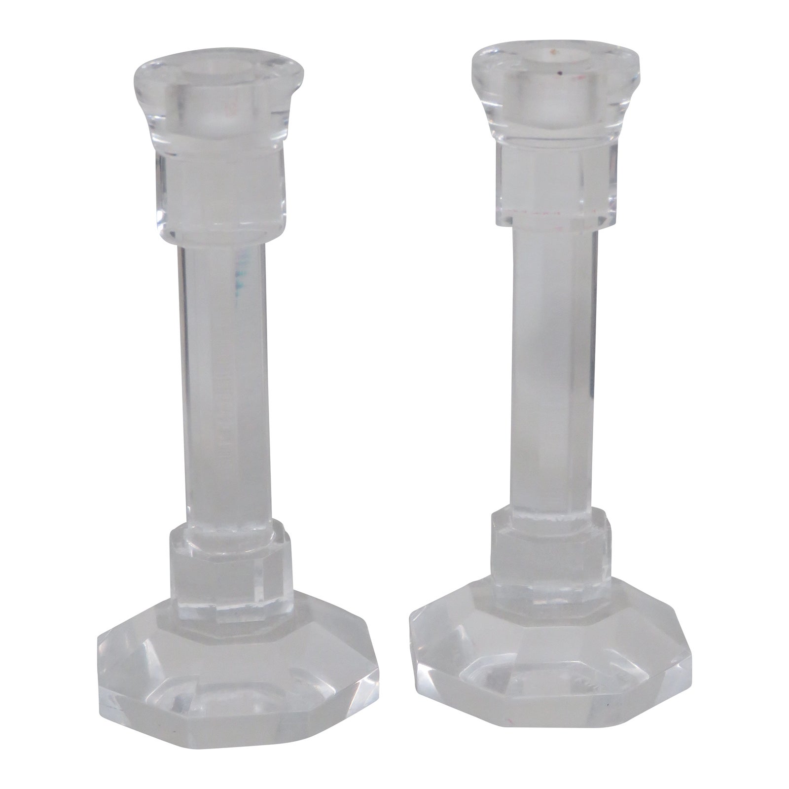 Lucite Candlesticks Candle Holders a Pair 4349b | Chairish