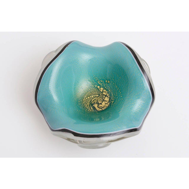 1960s Italian Seguso Pulegoso and Gold Aventurine Murano Glass Bowl ...
