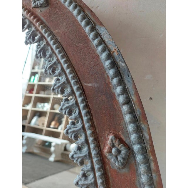 Antique Large Zinc and Tin Oval Outdoor Mirror | Chairish