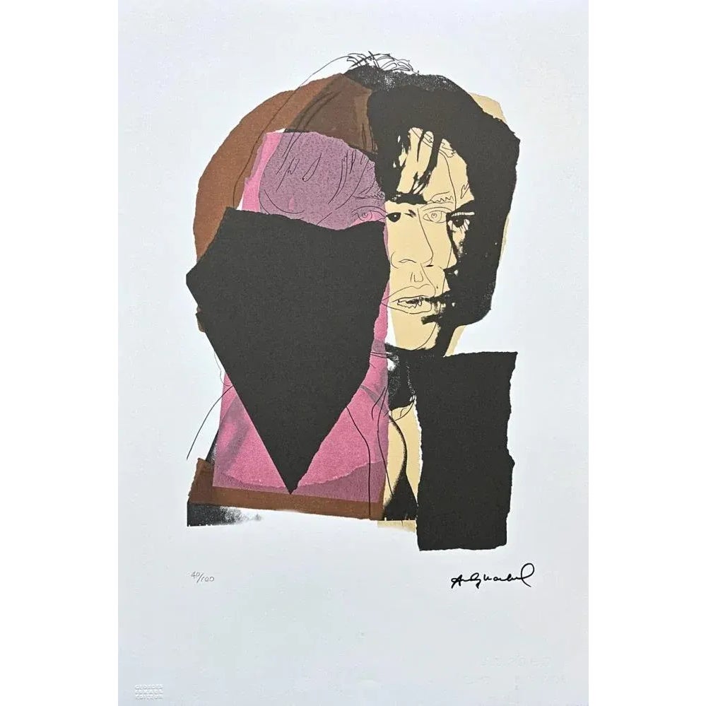 After Andy Warhol,Mick Jagger Pink-Black , 1980s, Lithograph | Chairish