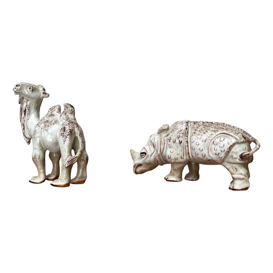 German Studio Pottery Camel and Rhino Figures from Hamelner Töpferei ...