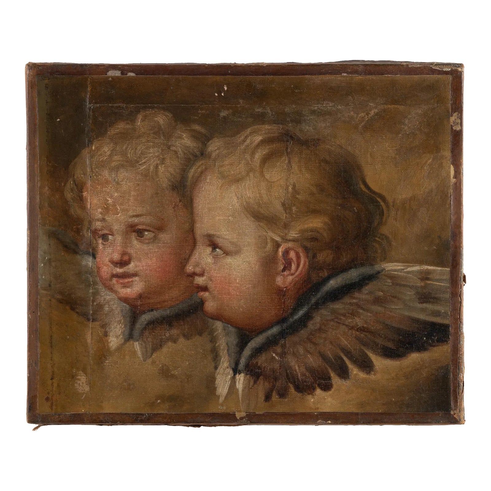 Original Oil on Canvas Painting of Two Putti Cherubs, Denmark Circa ...